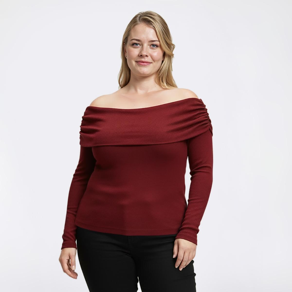 Click here for Juniors Plus One Step Up Long Sleeve Off the Shoul... prices